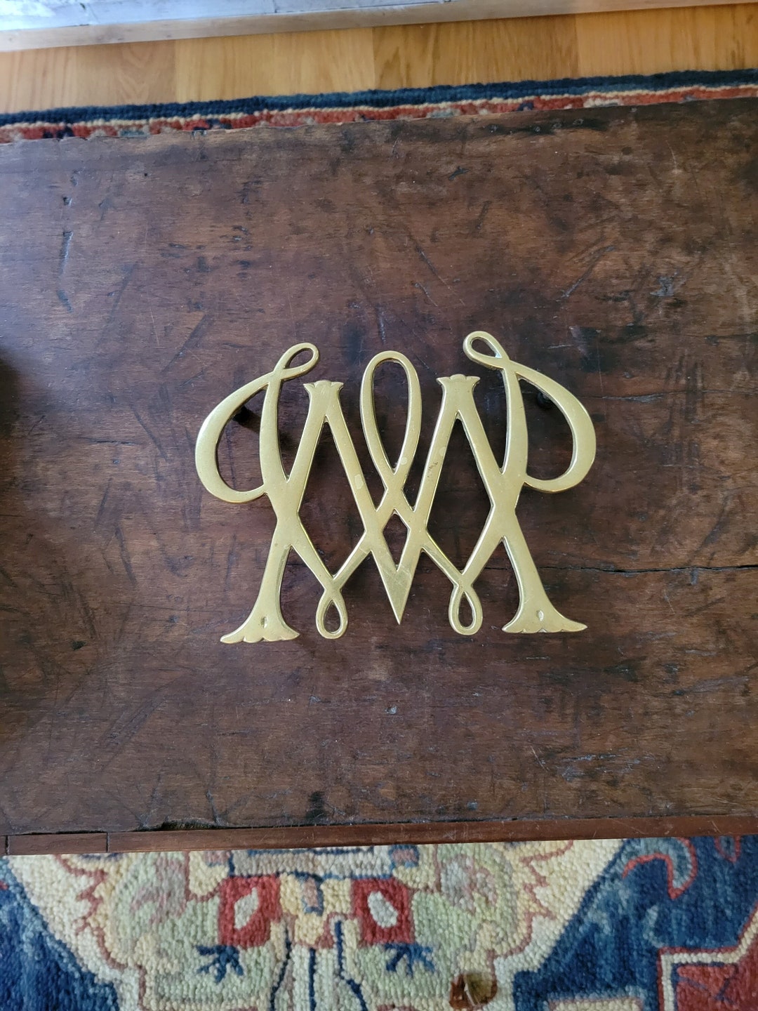 Vintage William and Mary Brass Cipher Trivet Virginia Metalcrafters - Etsy