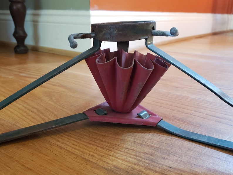 Vintage 1950s Metal Christmas Tree Stand - Fluted Water Basin - Etsy