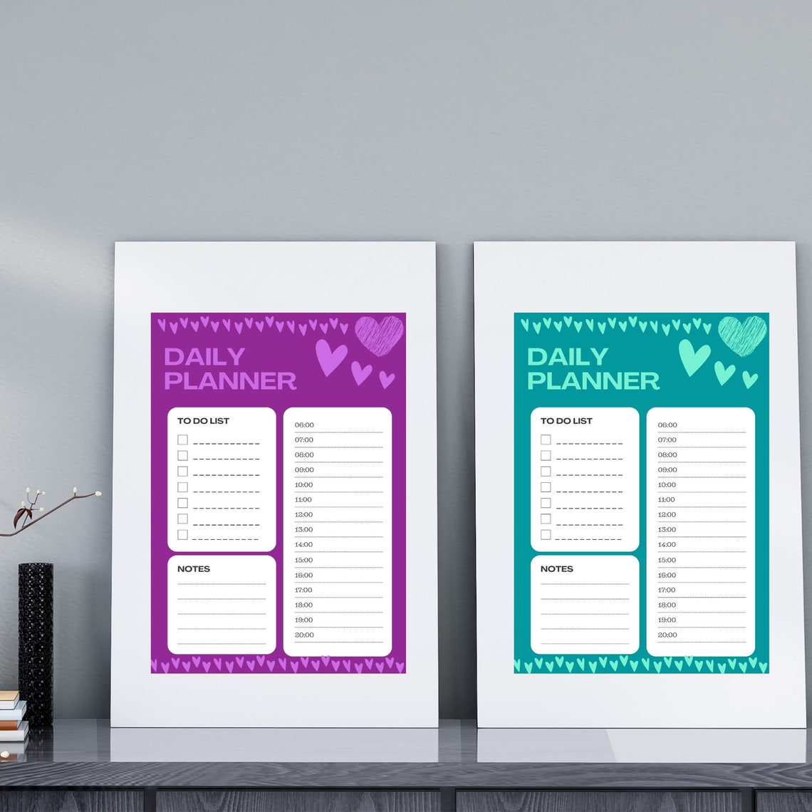 Printable Heart Daily Planners | Set of Four | Downloadable A4 Planners ...