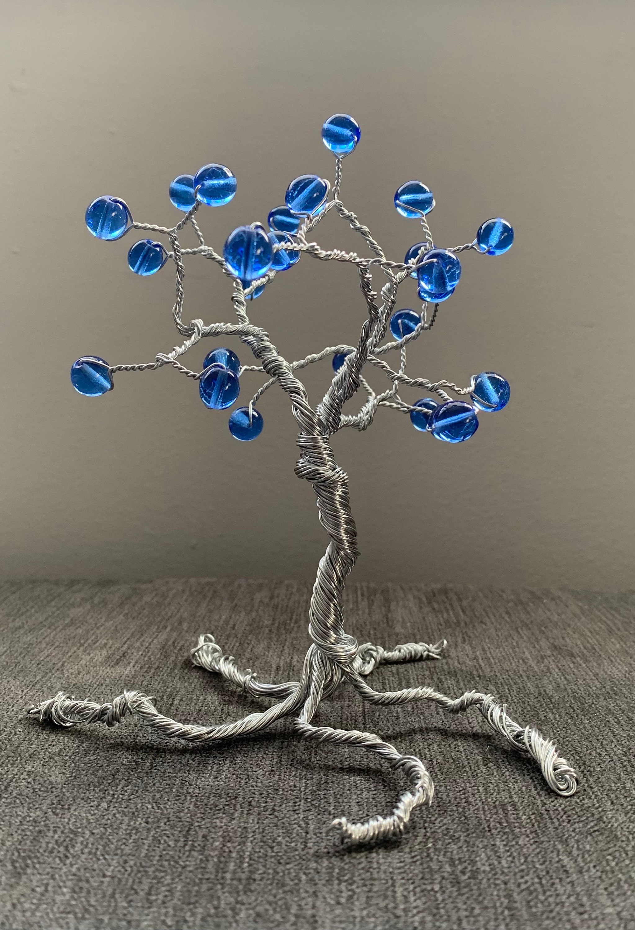 Wire Tree of Life Free Standing Blue Beads Valentine Gift Sapphire ...