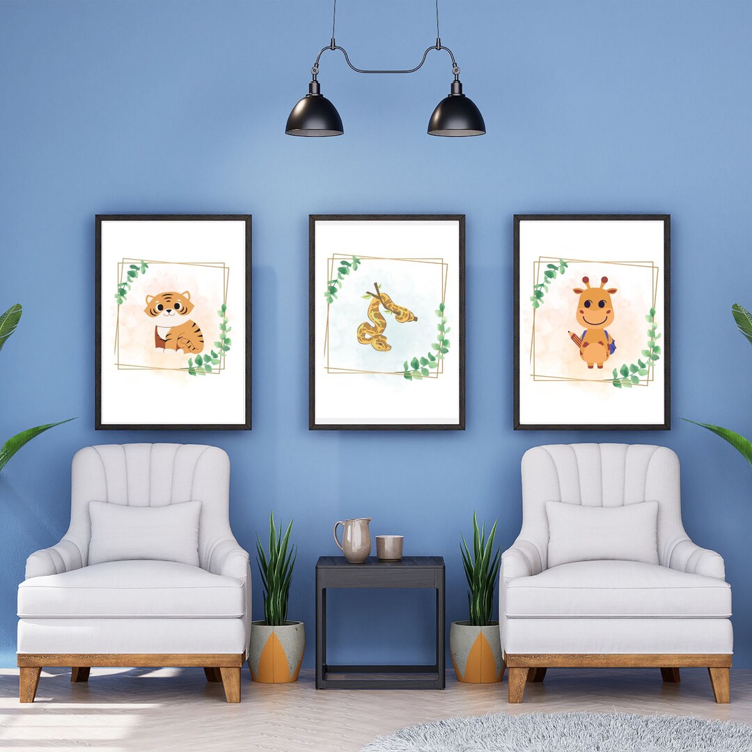 Jungle Safari Gift | Set of 6 Animal Prints | Baby Nursery | Gift Idea ...