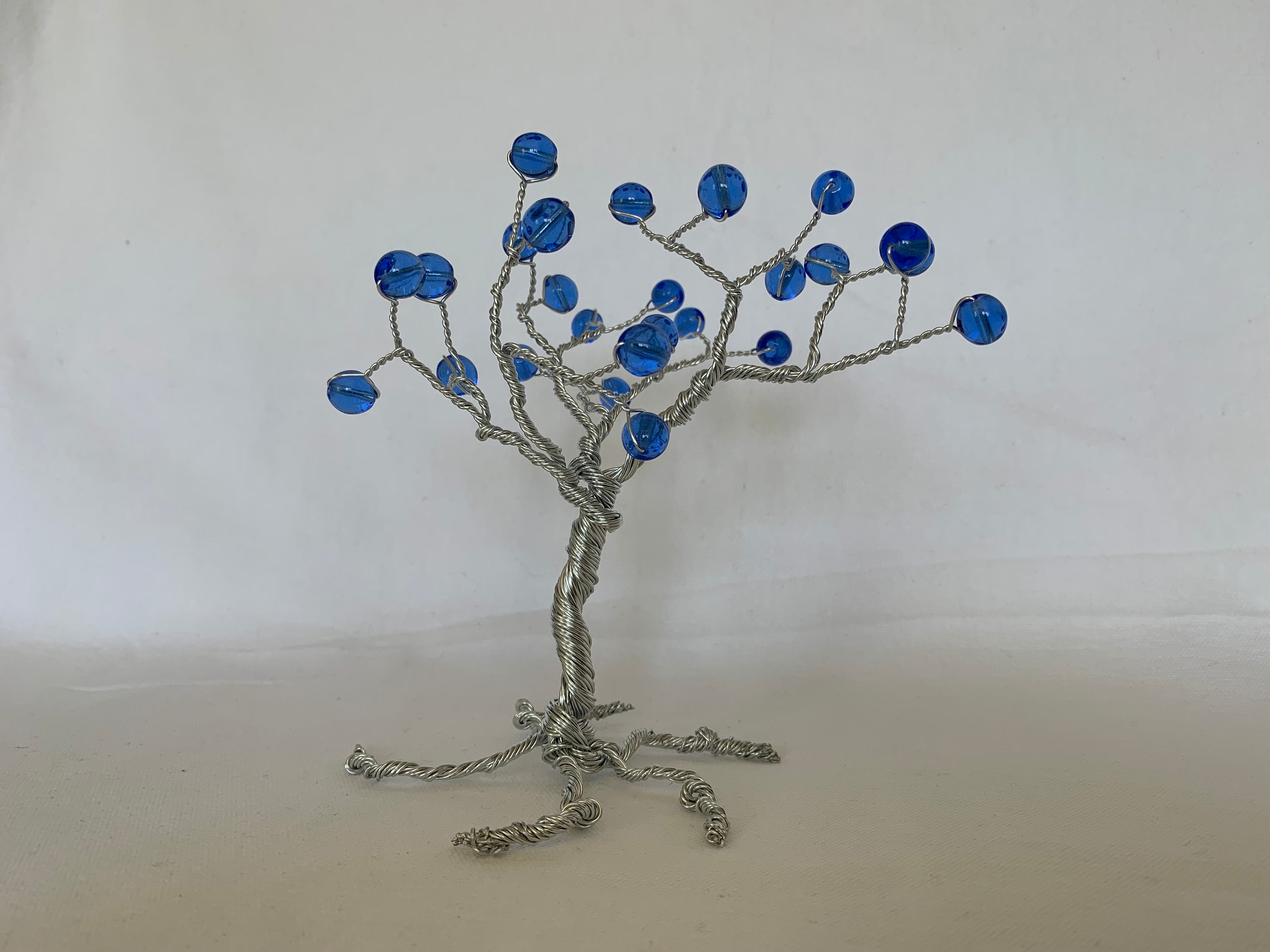 Wire Tree of Life Free Standing Blue Beads Valentine Gift Sapphire ...