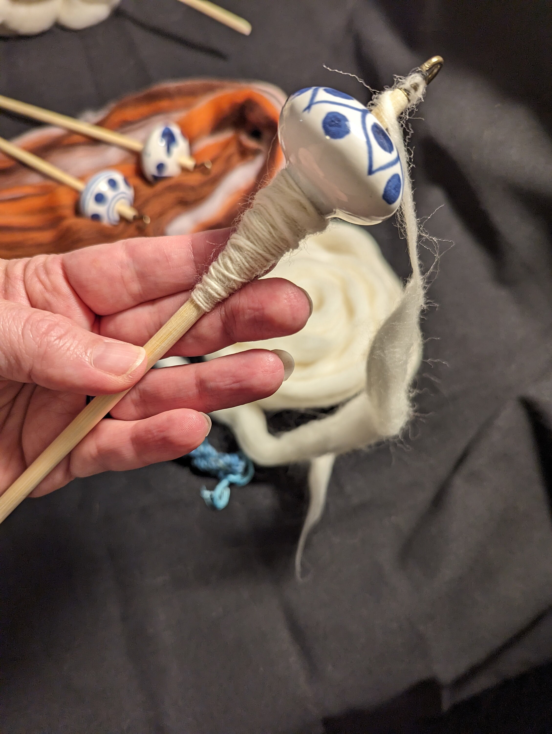 Blue Ceramic Drop Spindle Hand Spindle Top Whorl Handmade, Hand ...