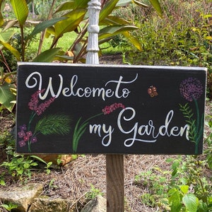 Welcome Garden Sign, Outdoor Wood Sign, Welcome to My Garden, Garden ...