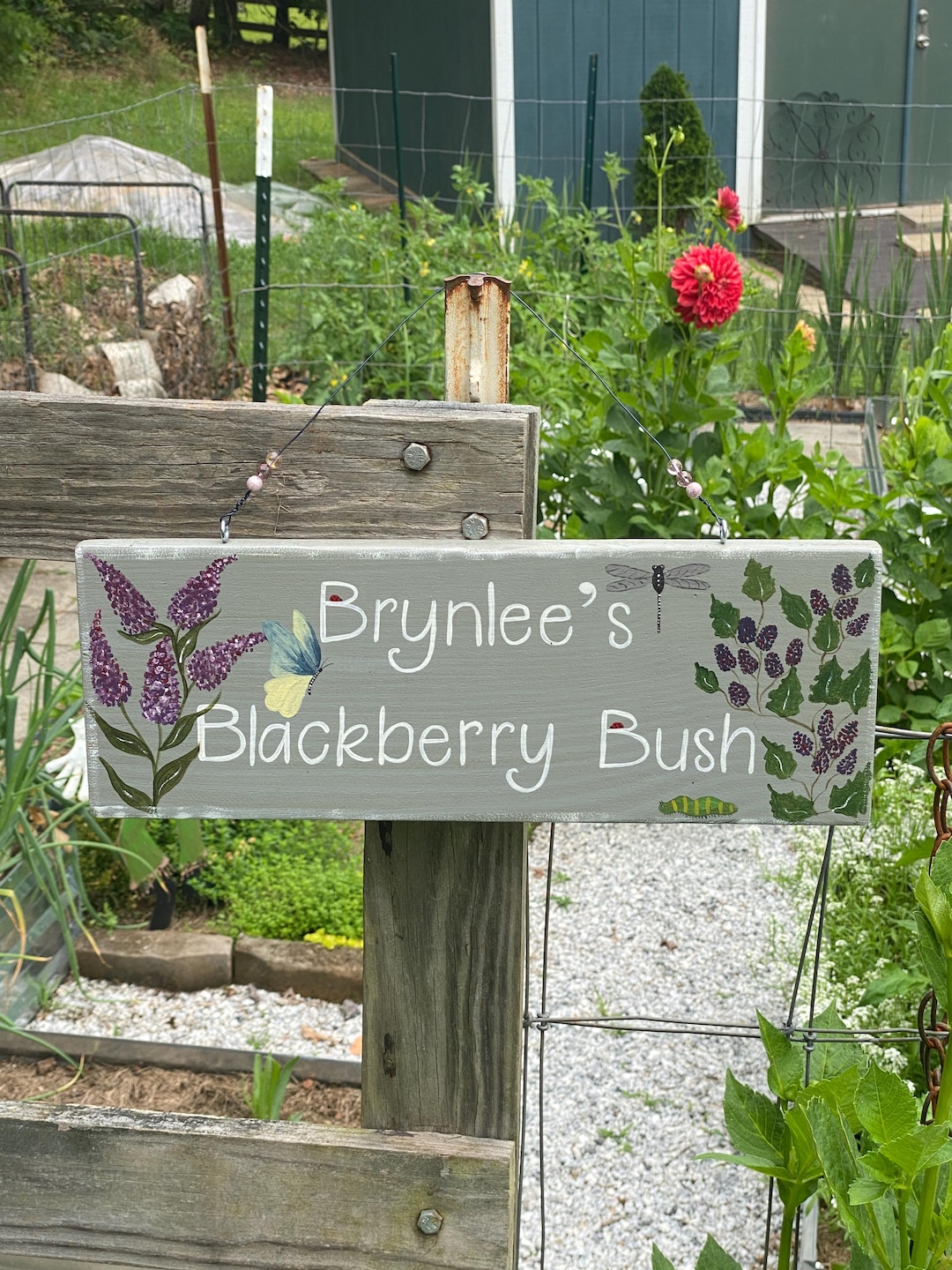 Personalized Hand Painted Garden Sign | Wooden Outdoor Garden Sign With ...