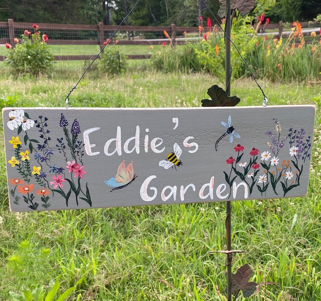Personalized Hand Painted Sign, Garden Sign, Custom Outdoor Sign ...