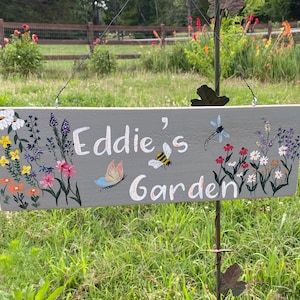 Personalized Hand Painted Sign, 16" X 6" Garden Sign, Custom Outdoor ...