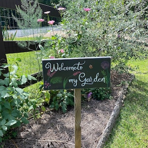 Welcome Garden Sign, Outdoor Wood Sign, Welcome to My Garden, Garden ...
