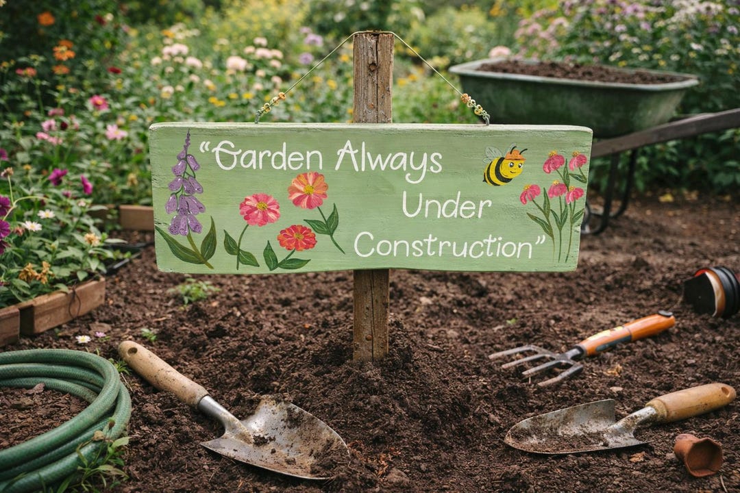 Customizable Hand Painted Garden Sign With Flowers and Bees, Custom ...