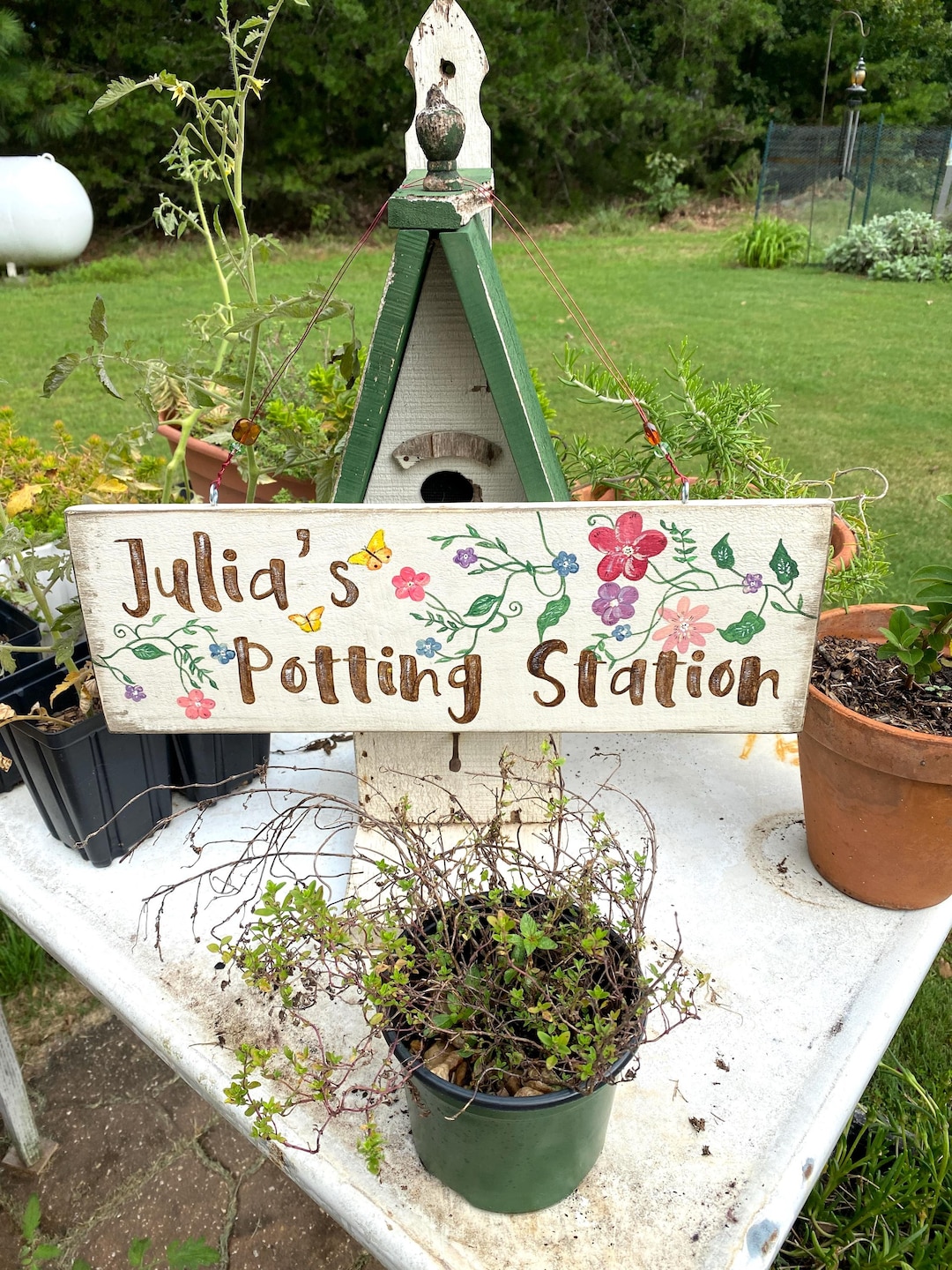 Personalized Hand Painted Sign, Garden Sign, Custom Outdoor Sign ...