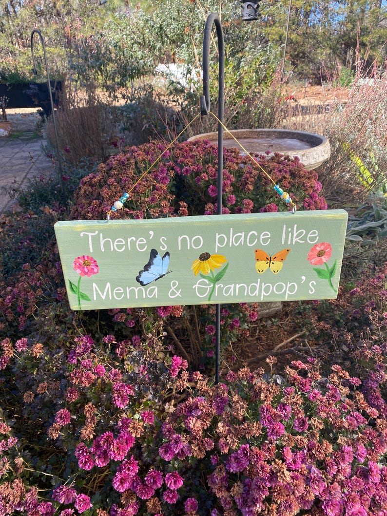 Mema & Grandpop's Garden Sign: Custom Hand Painted Wood Plaque - Etsy