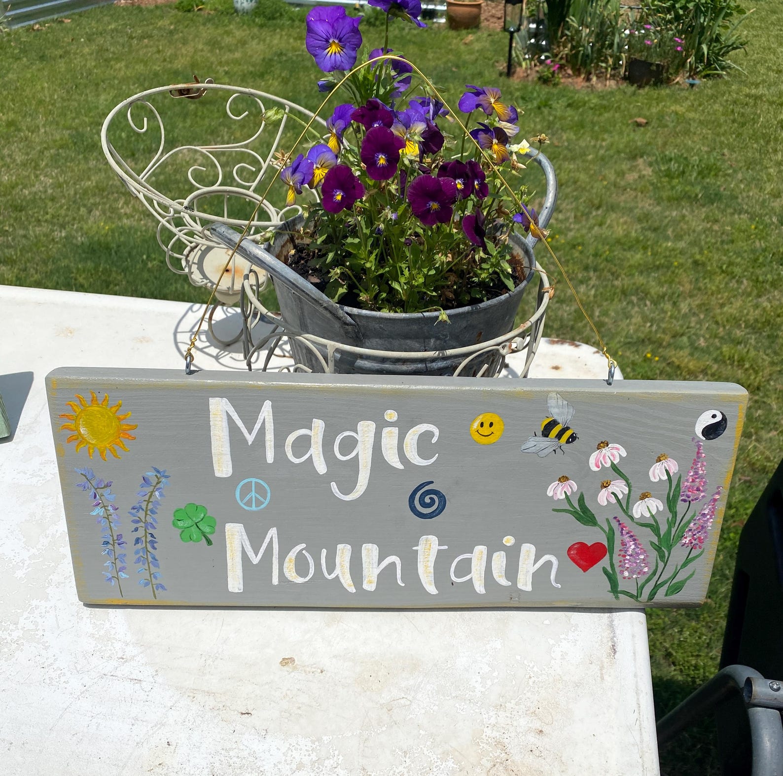 Hand Painted Wood Fairy Garden Sign, Whimsical Enchanted Outdoor Decor ...