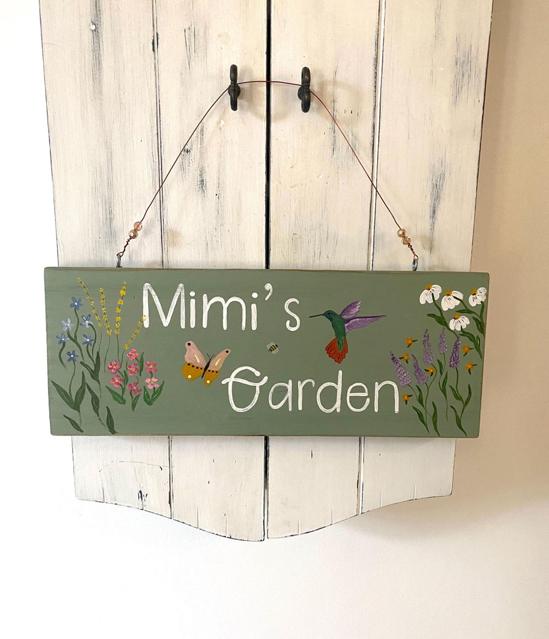 Personalized Hand Painted Garden Sign: Custom Outdoor Decor (16" X 6 ...