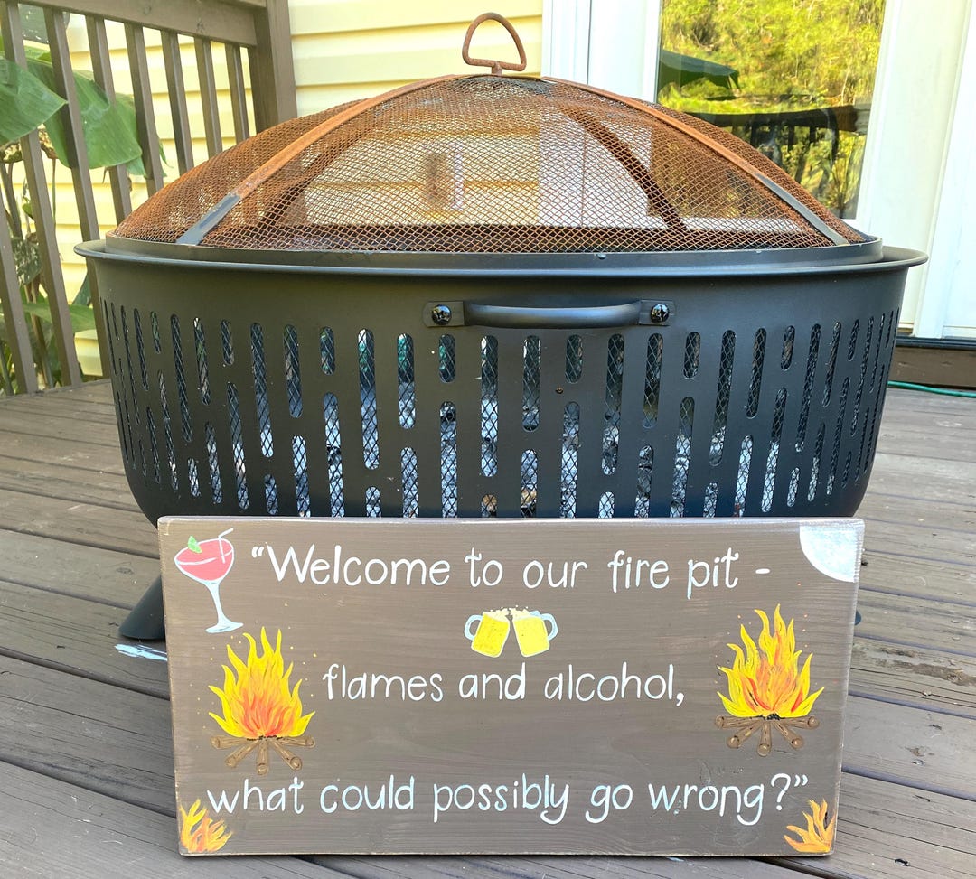 Custom Hand-painted Fire Pit Welcome Sign: Personalized Outdoor Decor ...