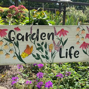 Unique Hand Painted Garden Sign. Outdoor Floral Wood Sign. Gift for the ...