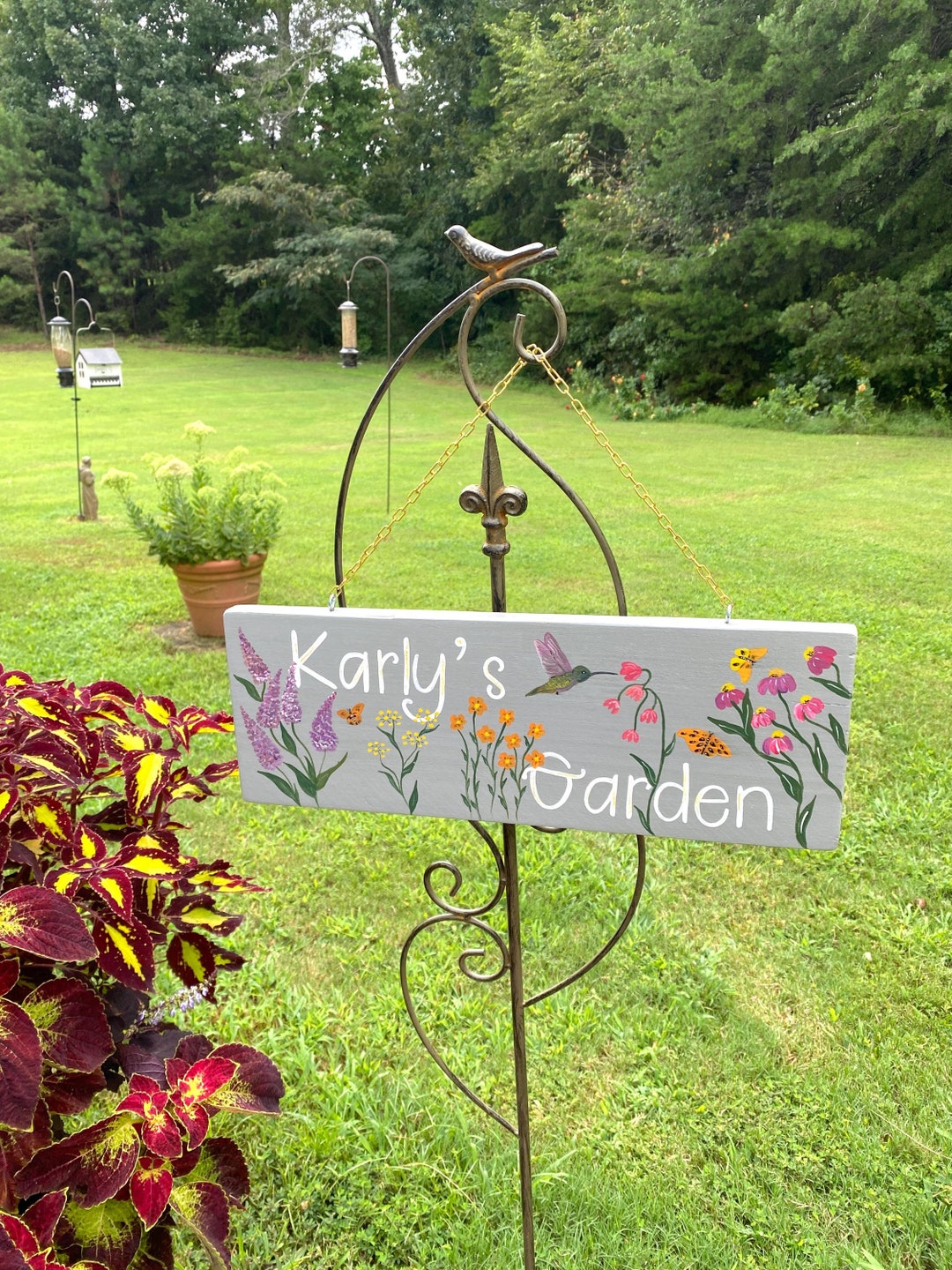 Personalized Hand Painted Sign, Garden Sign, Custom Outdoor Sign ...