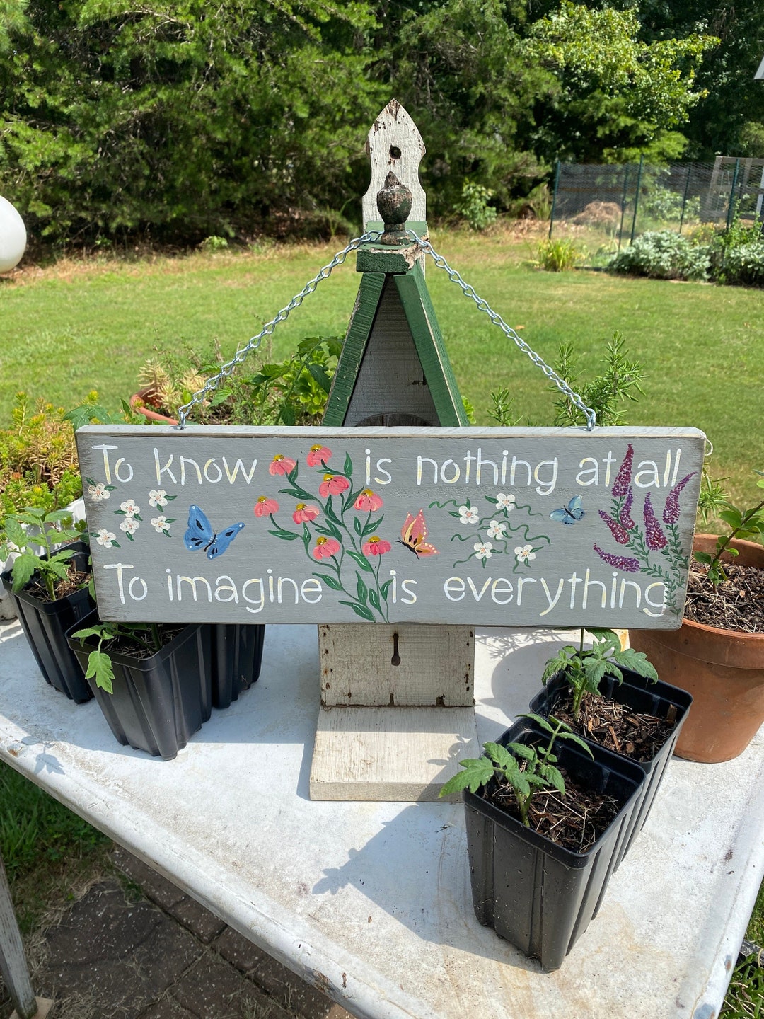 Custom Garden Sign, Hand Painted Garden Sign, Outdoor Garden Sign ...
