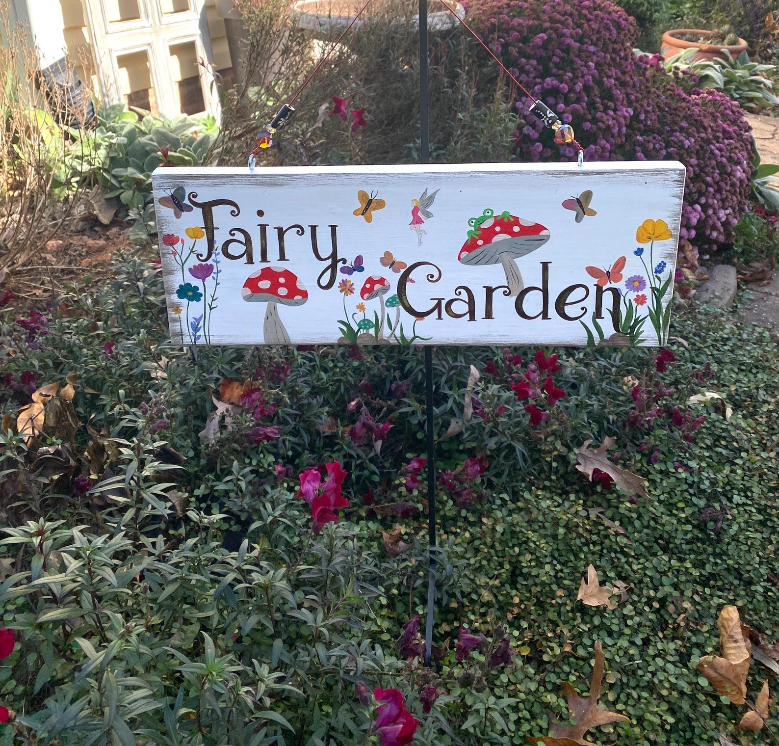 Hand Painted Wood Fairy Garden Sign, Whimsical Enchanted Outdoor Decor ...