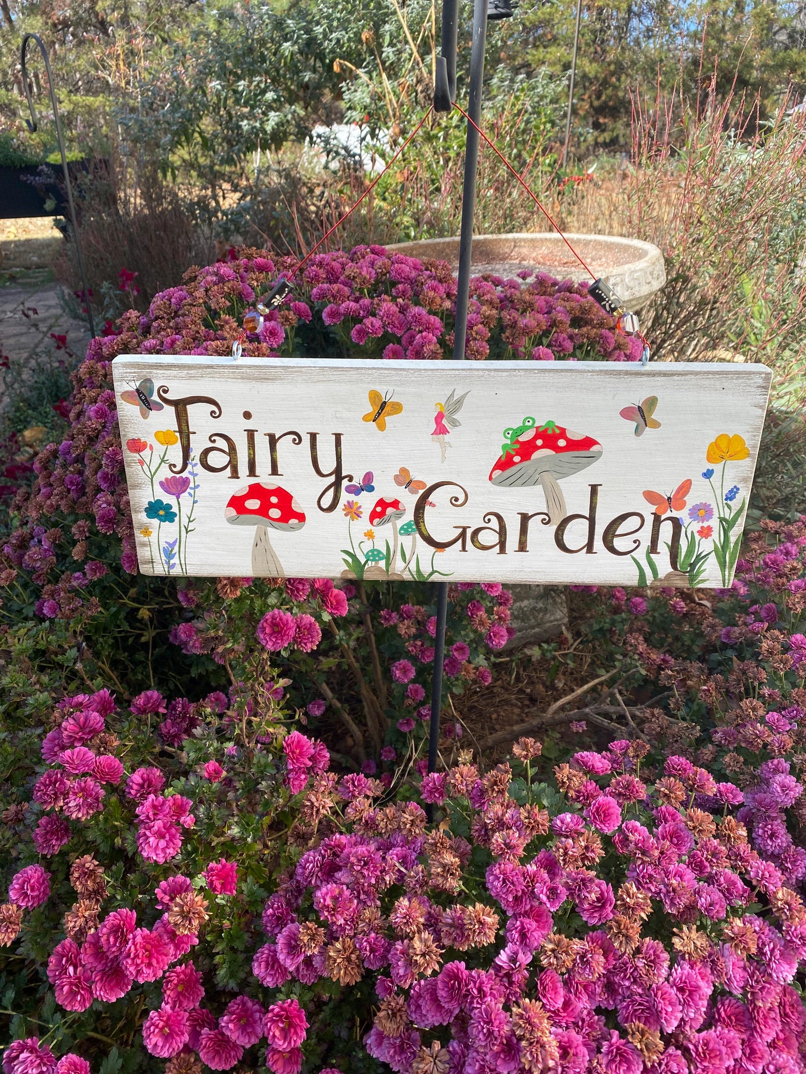 Hand Painted Wood Fairy Garden Sign, Whimsical Enchanted Outdoor Decor ...