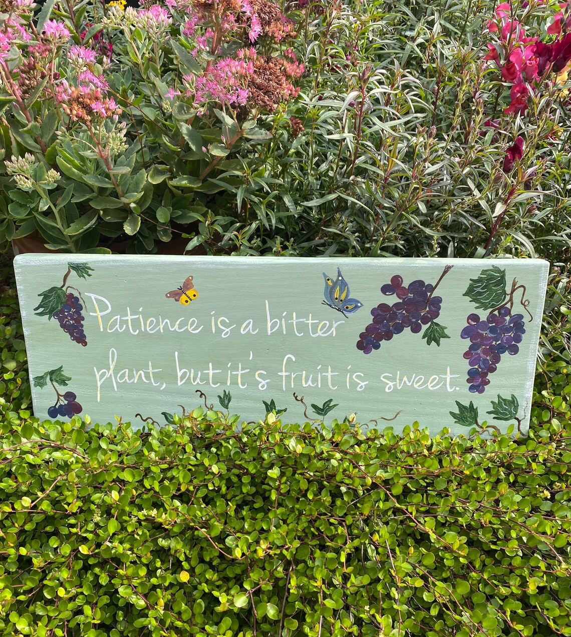 Customizable Hand Painted Garden Sign With Flowers and Bees, Custom ...