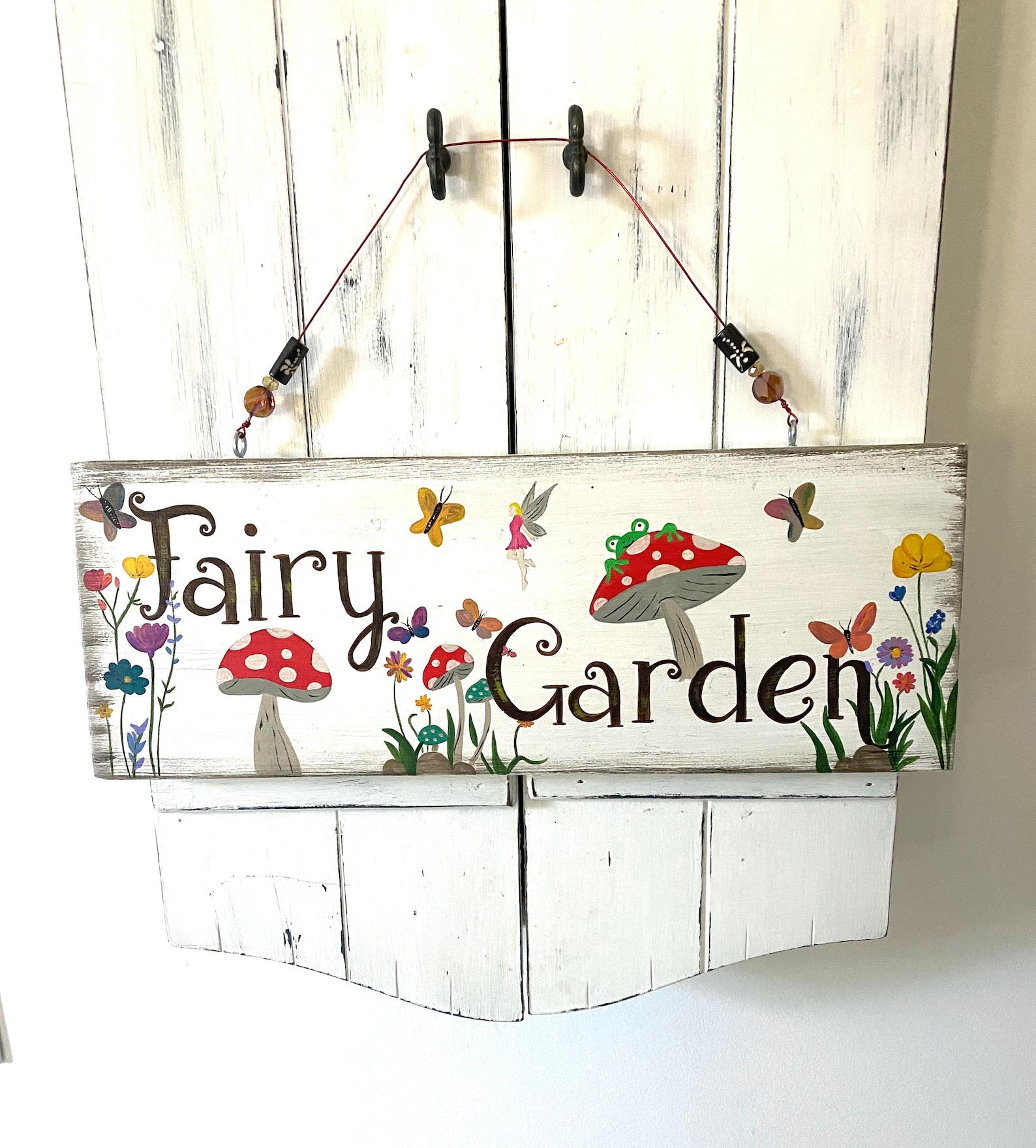 Hand Painted Wood Fairy Garden Sign, Whimsical Enchanted Outdoor Decor ...