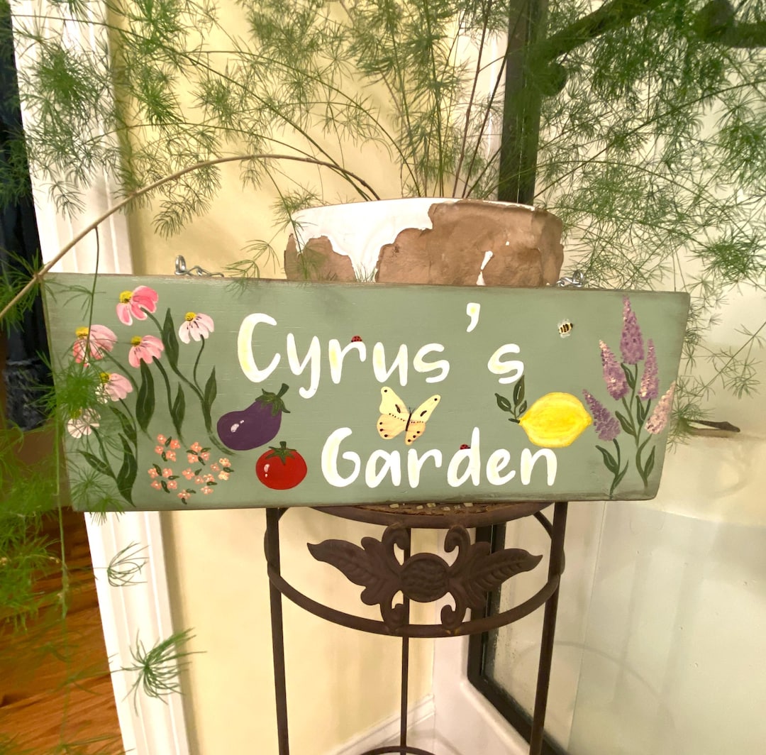 Personalized Hand Painted Sign, Garden Sign, Custom Outdoor Sign ...