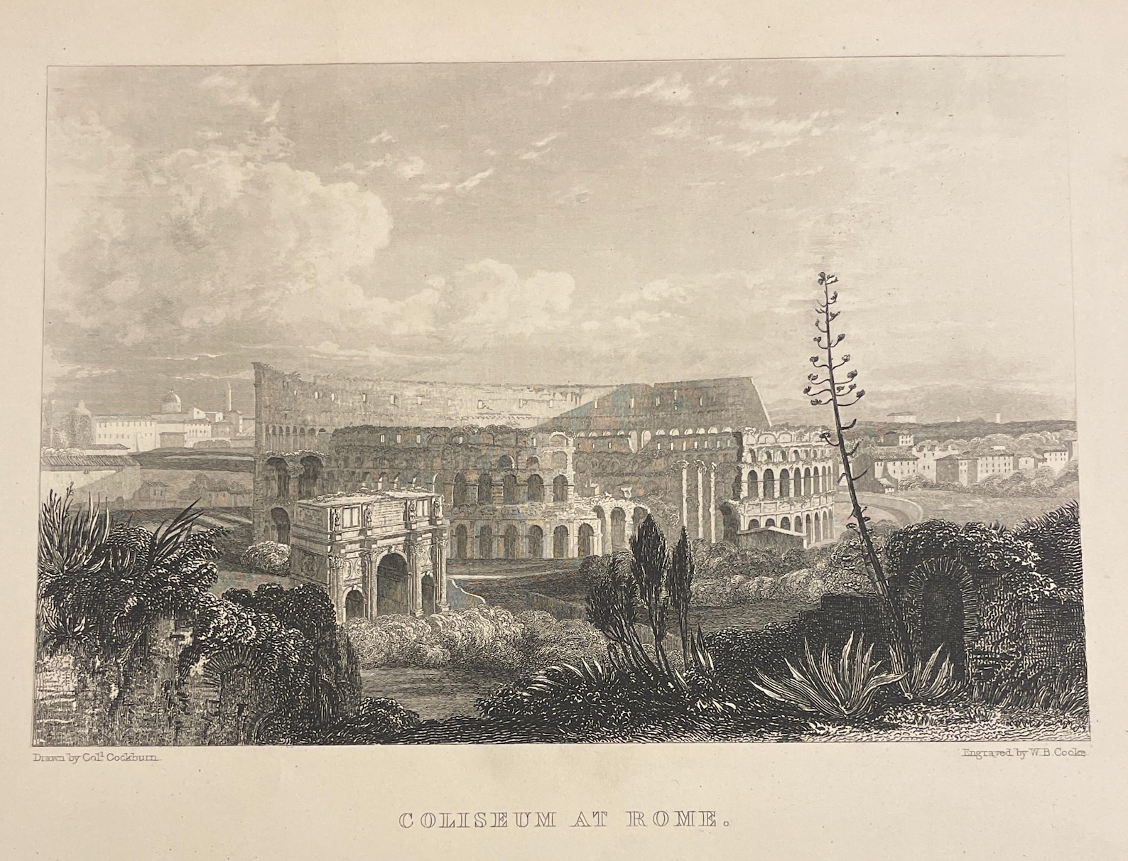 1800s Colosseum at Rome Steel Engraving W.B. Cooke Excellent Condition ...