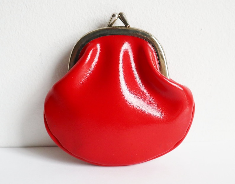 Red 60s Vintage Childrens Wallet // House and Tree // Silver Closure ...