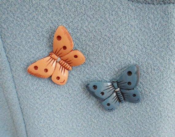 Cute Light Blue 60s Girl Dress With Butterflies // A-… - Gem