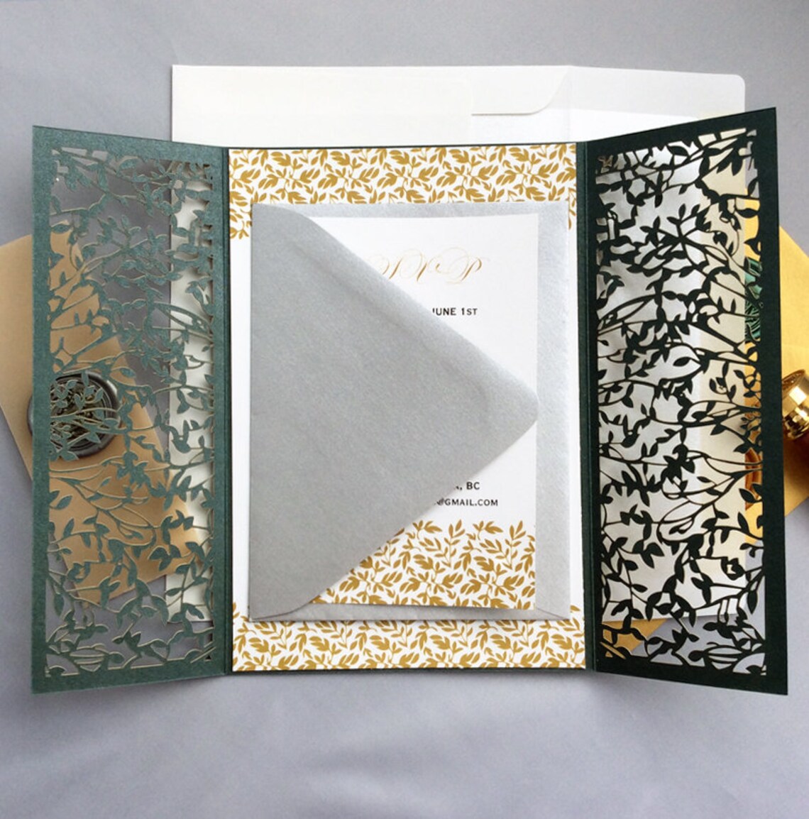 Forest Green Leafy Mesh Laser Cut Jacket 5x7.25 Inches for - Etsy