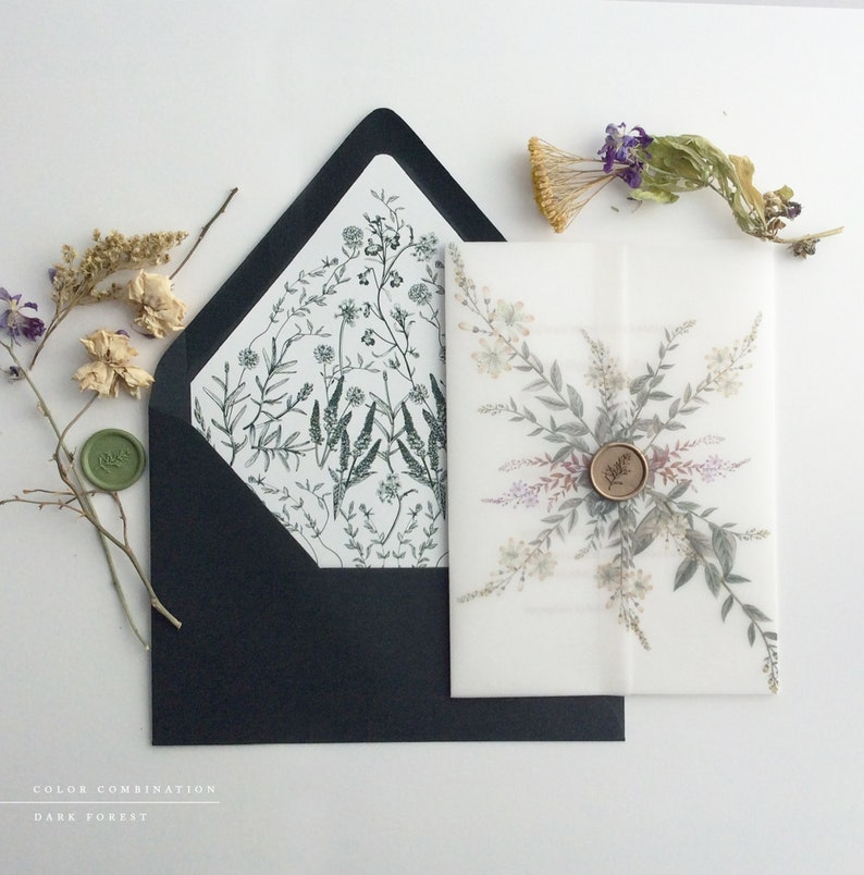 Willow Botanic Garden Vellum Wraps + Envelope Liners for A7 Euro Flap ...