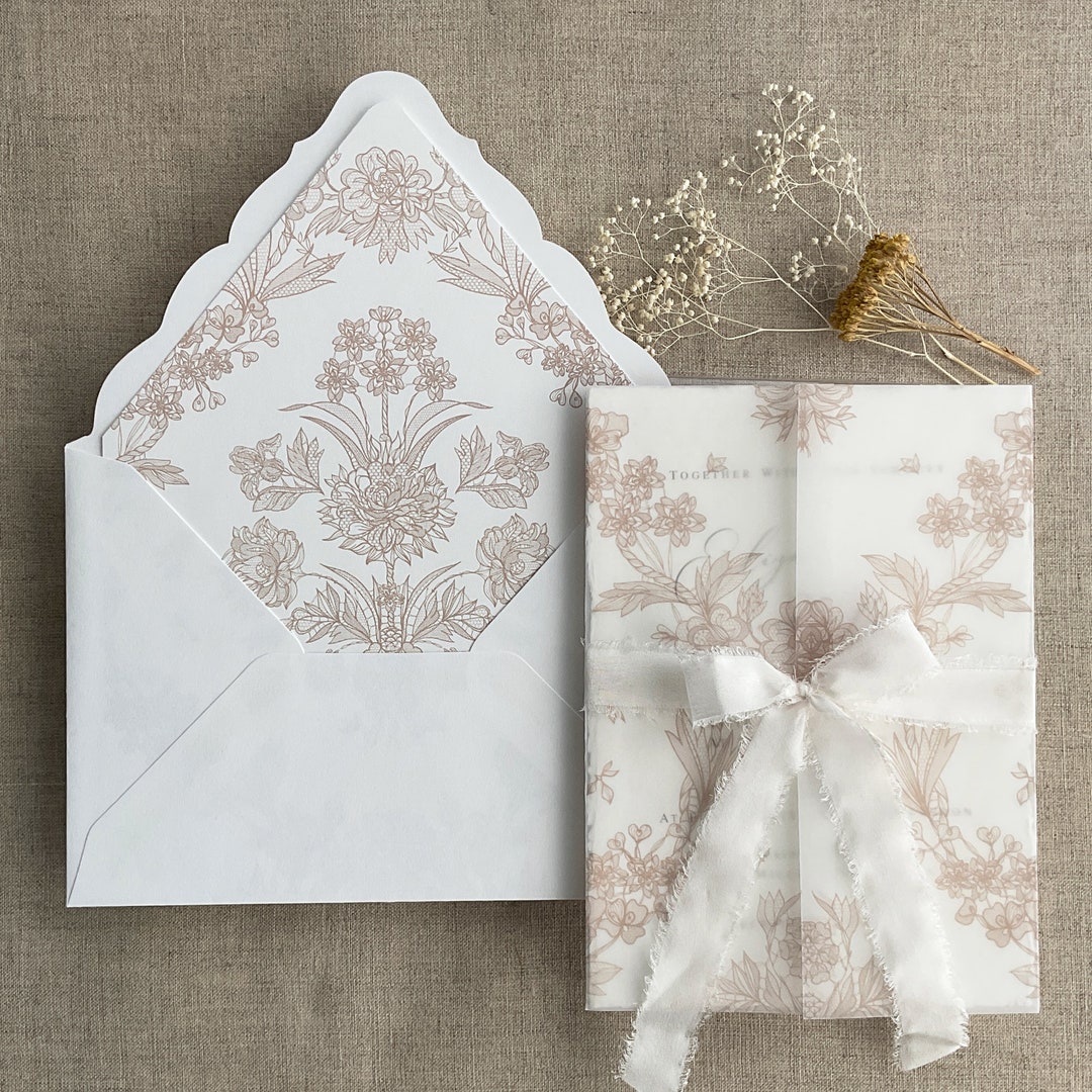Venetian Floral Lace Vellum Wraps for A7 Cards + Envelope Liners for A7 ...