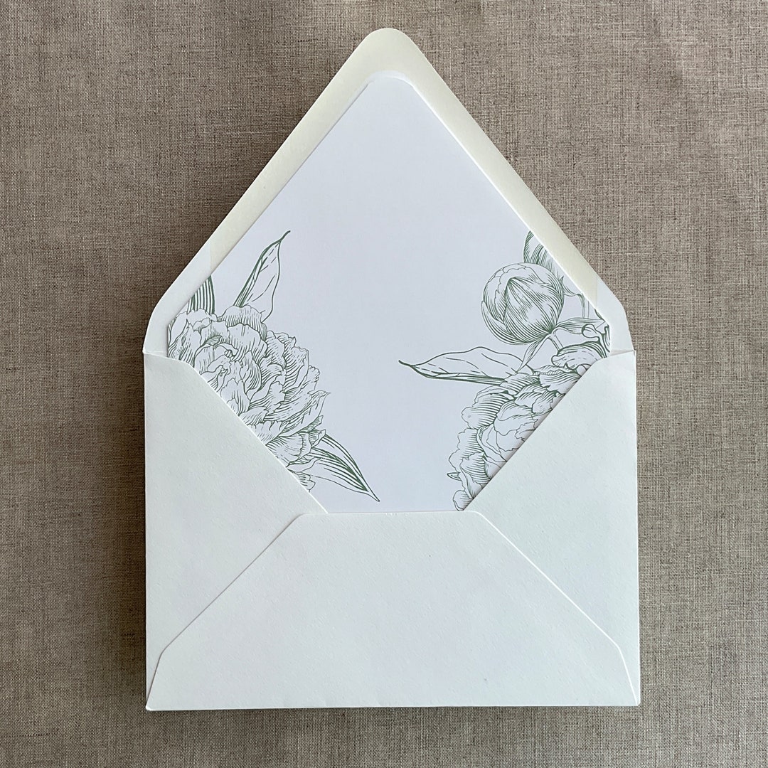 Peony Vintage Floral Printed Envelope Liner for A7 Euro Flap Envelope ...