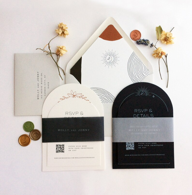 Minimalist Black and White Arch Shape Card Modern Moon and - Etsy