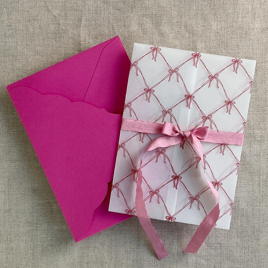 Red Bow Colored Vellum Wrap for 5x7 Card - Etsy