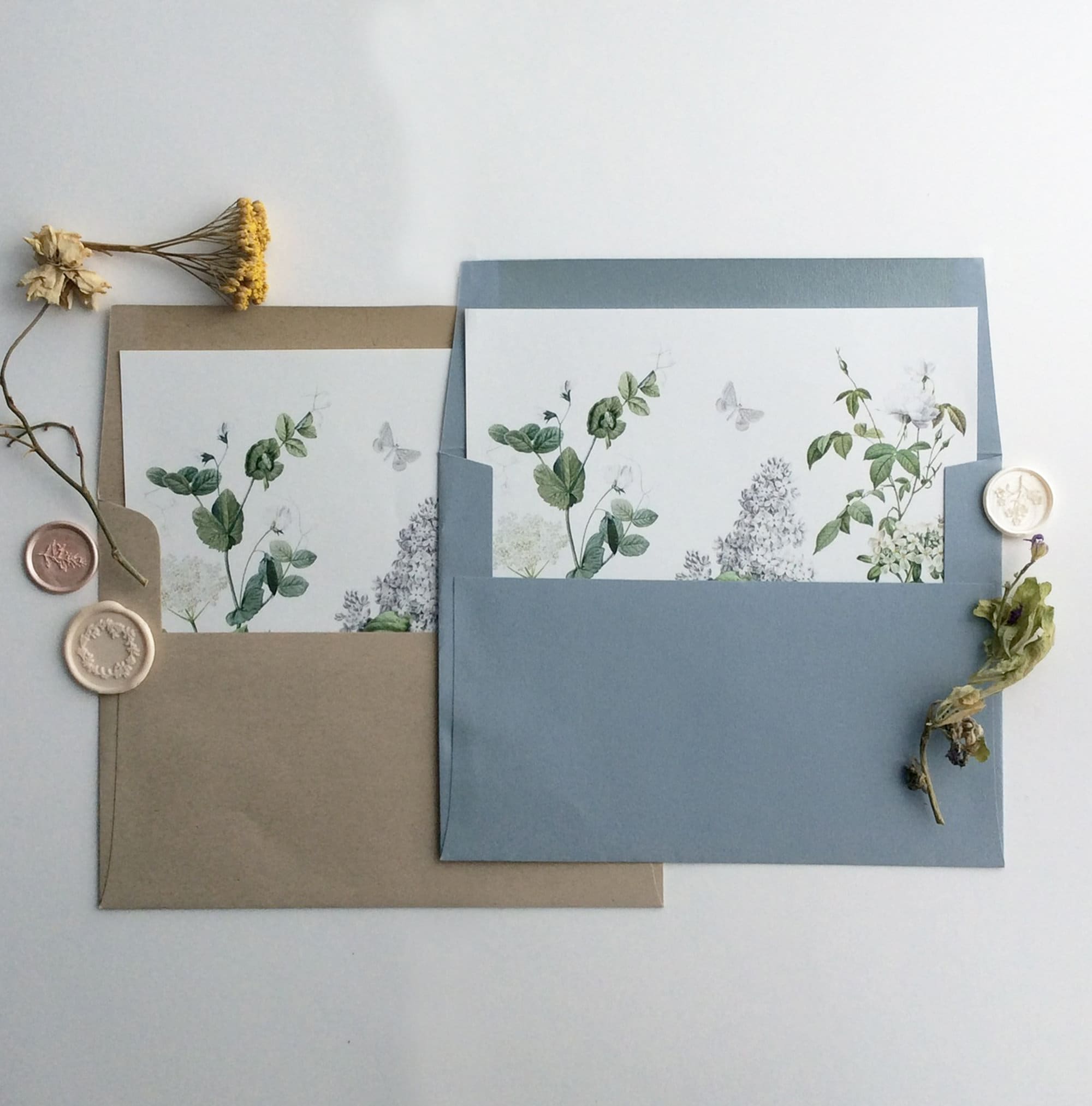 Eternal Botanical Garden White Peony Floral Greenery Printed Envelope ...