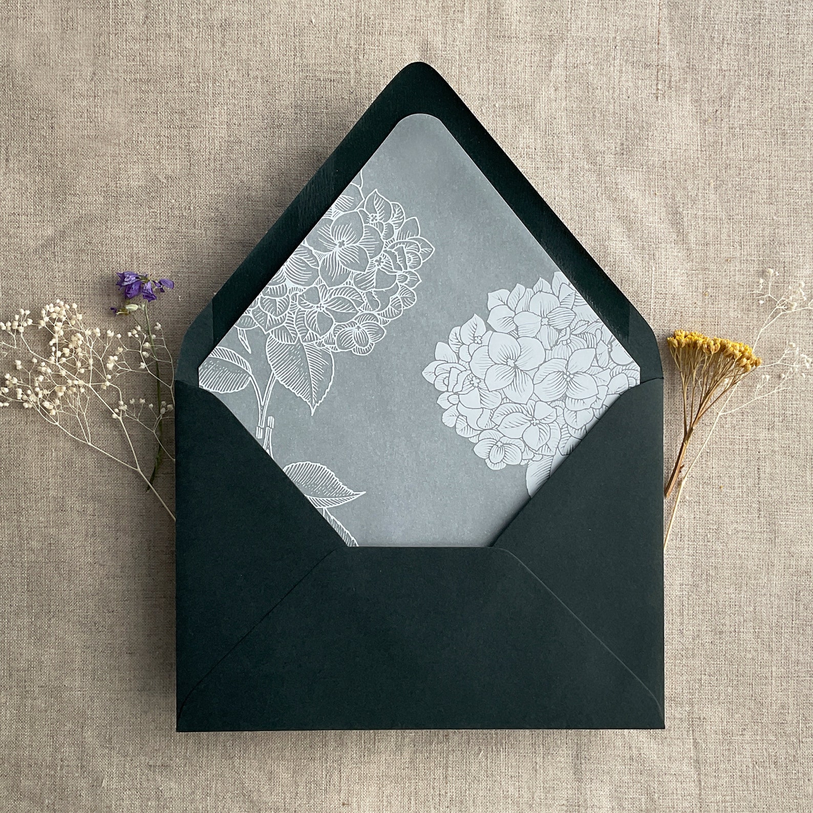 Hydrangea Vellum Envelope Liner: White Ink Floral, A7 Euro Flap - Etsy