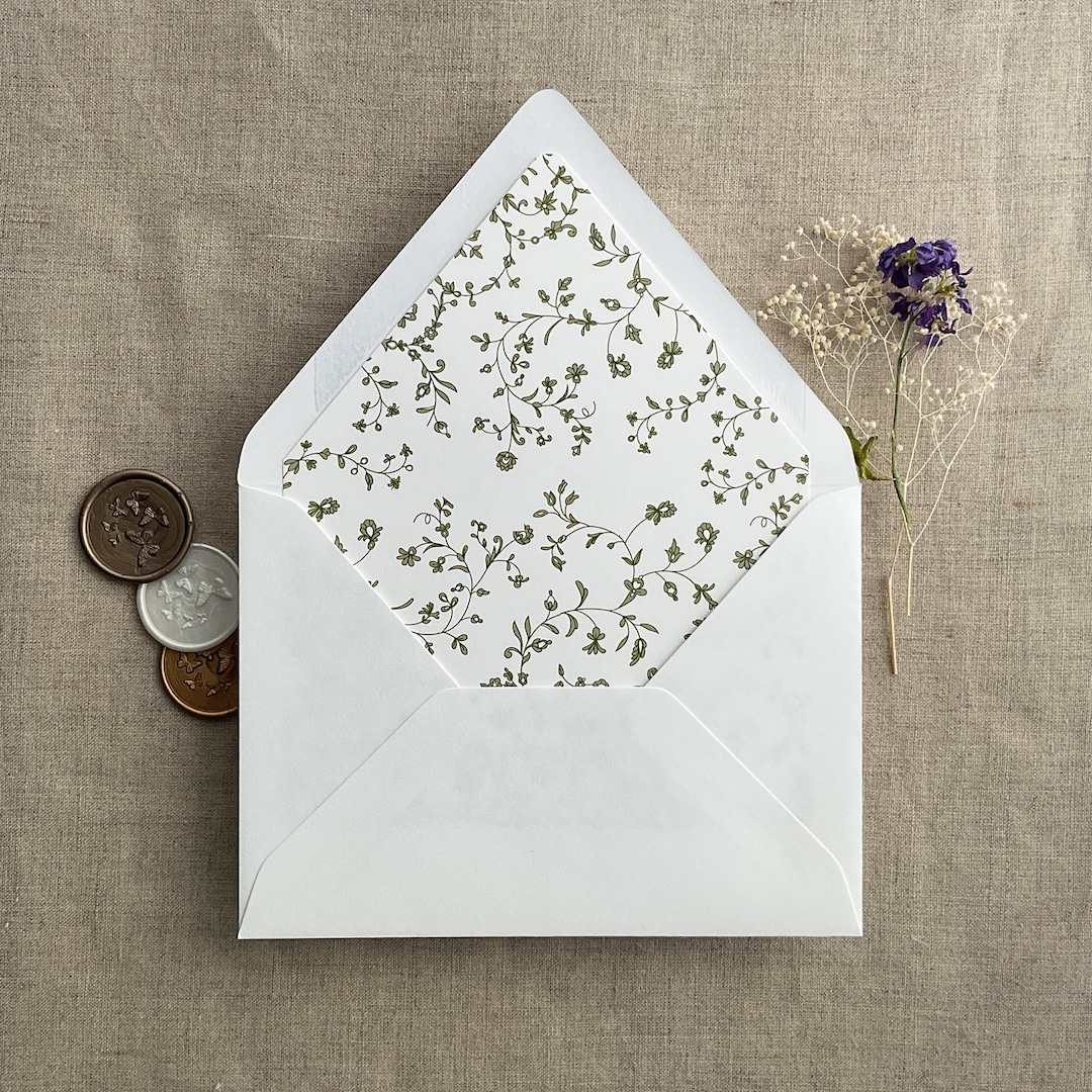 Dainty Climbing Floral Vines Printed Envelope Liner Insert for A7 Euro ...