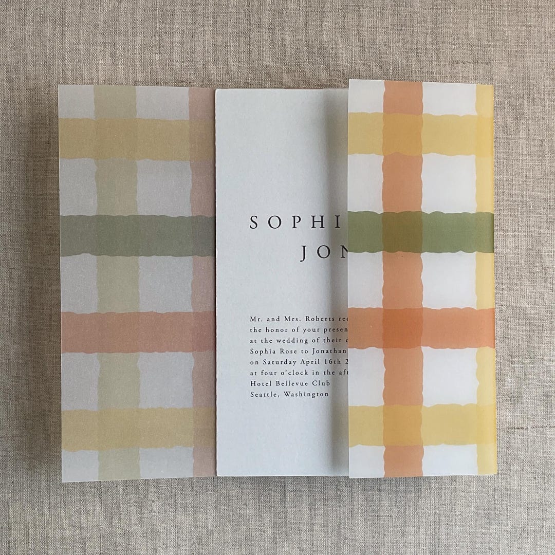Checkers Translucent Vellum Jacket Plaid Wrap (for 5x7 Card) - Etsy