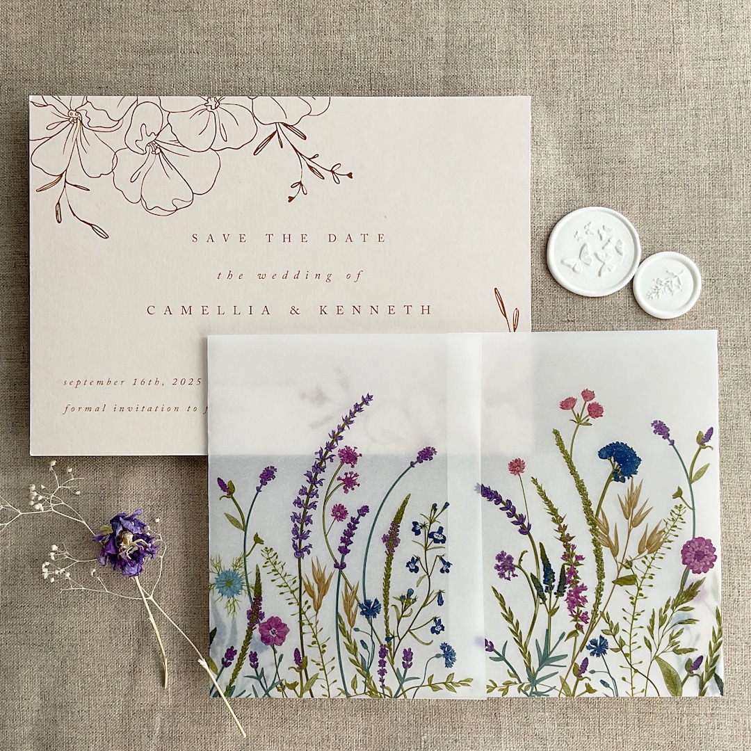 Colorful English Summer Botanical Garden Printed Vellum Wrap Vellum ...