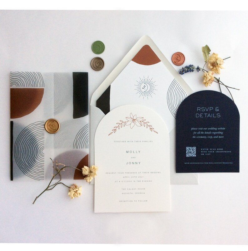 Minimalist Black and White Arch Shape Card Modern Moon and - Etsy