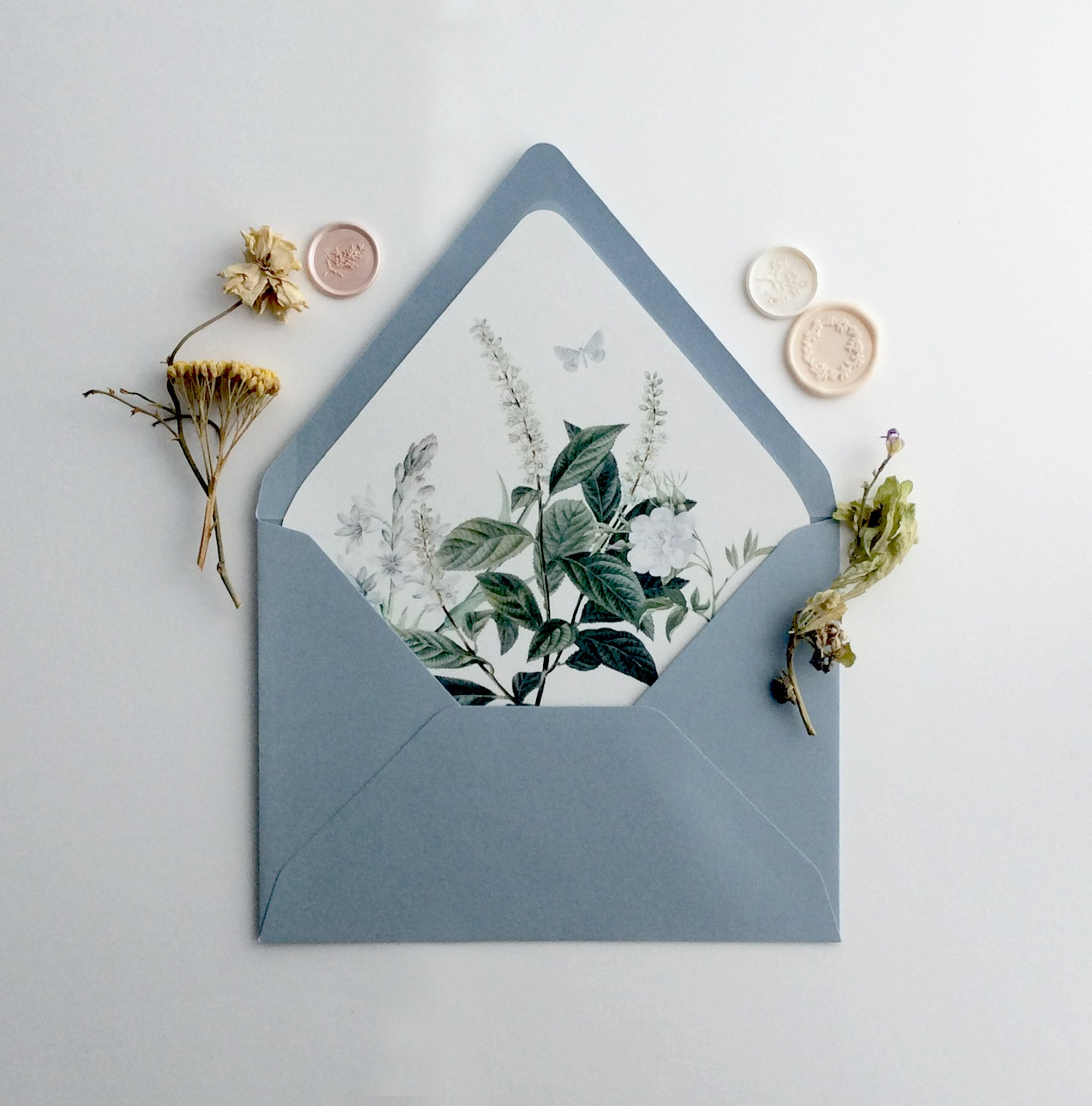 Eternal Botanical Garden White Peony Floral Greenery Printed Envelope ...