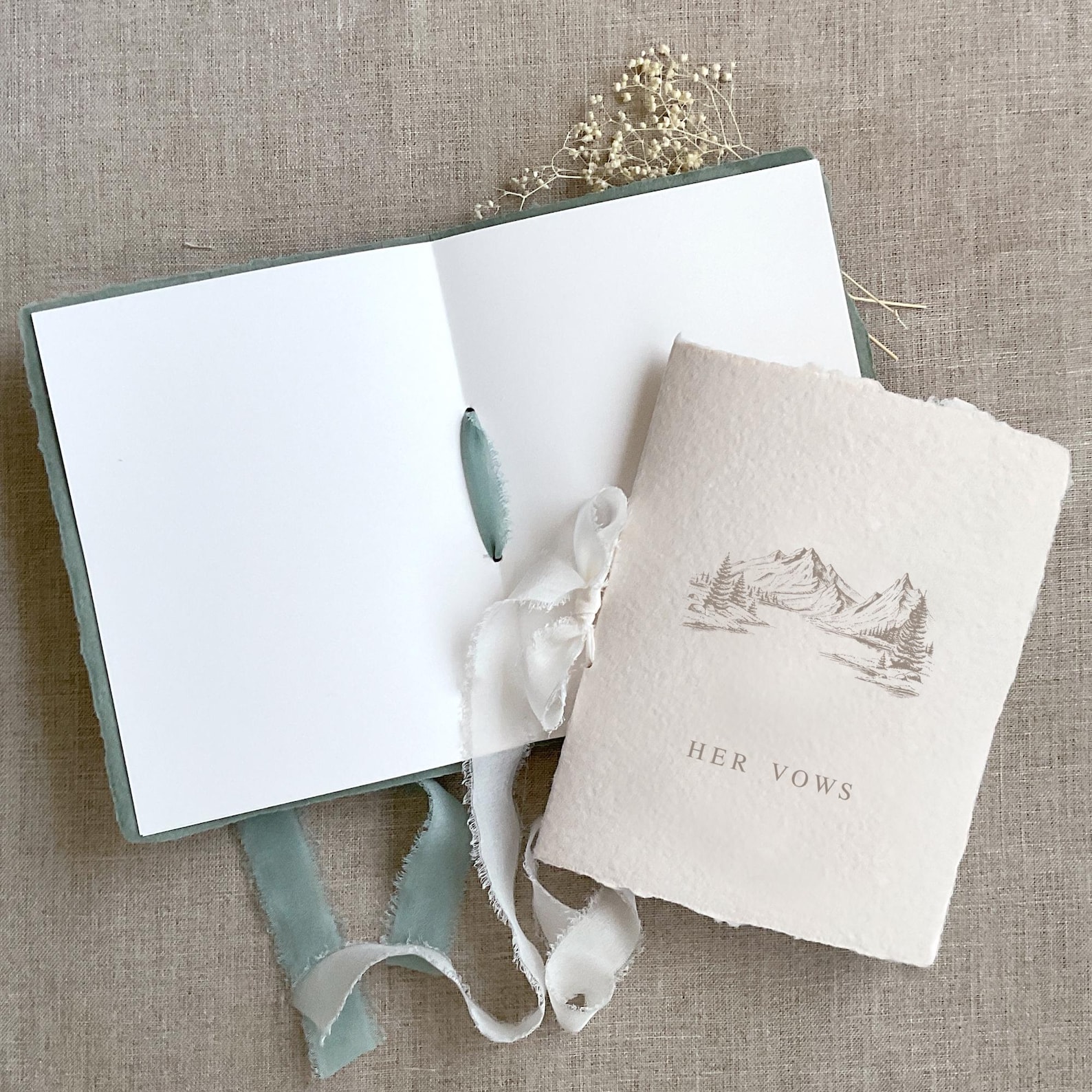 Mountain Forest Wedding Vow Book: Handmade Cotton Paper, Deckled Edge ...