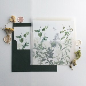 Eternal Botanical Garden White Peony Floral Greenery Printed Envelope ...