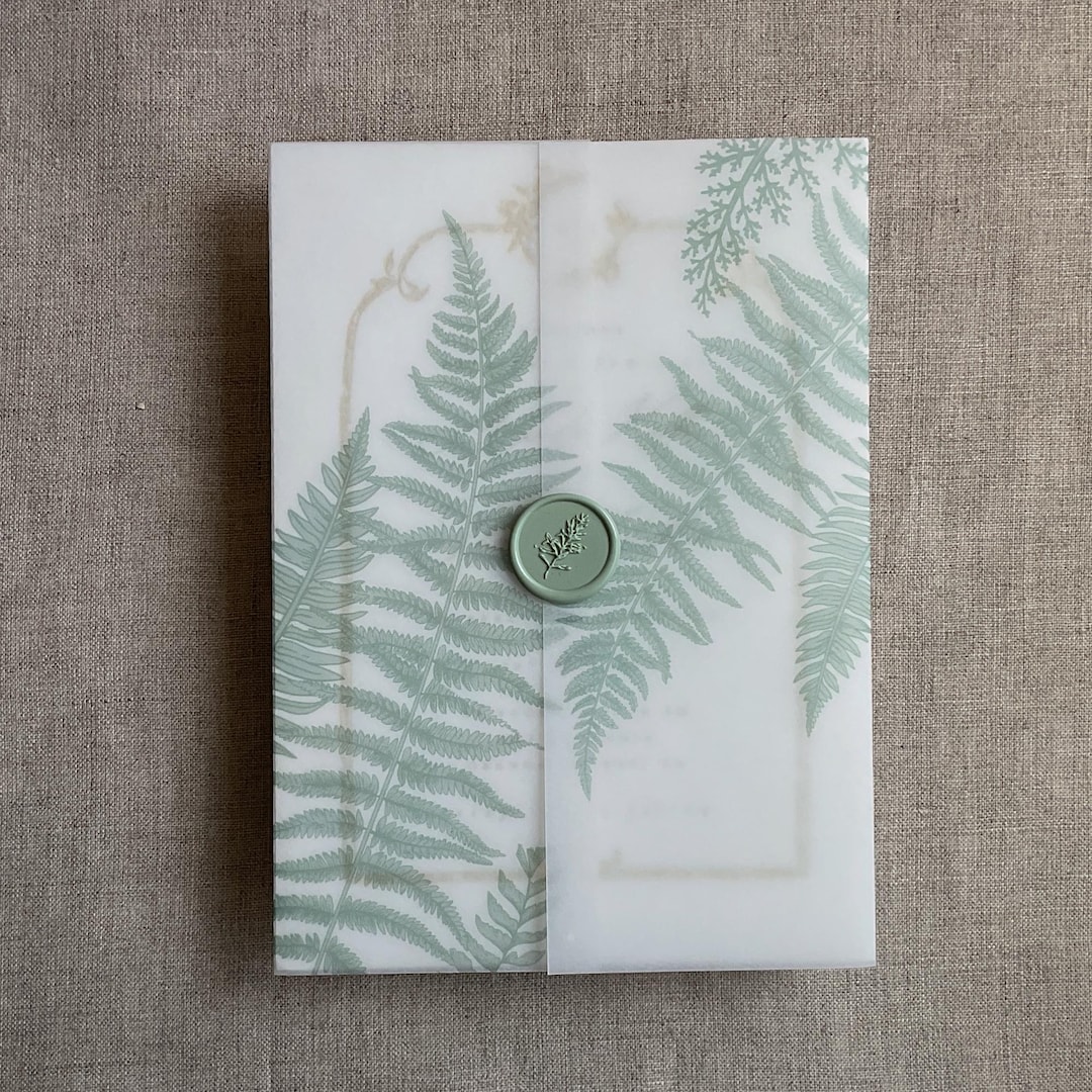 Botanical Fern Greenery Vellum Wrap: 5x7 Invitation Cards - Etsy