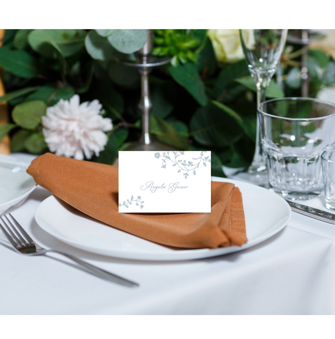 Ivory Floral Wedding Place Card Guest Name Card / Personalized Print ...