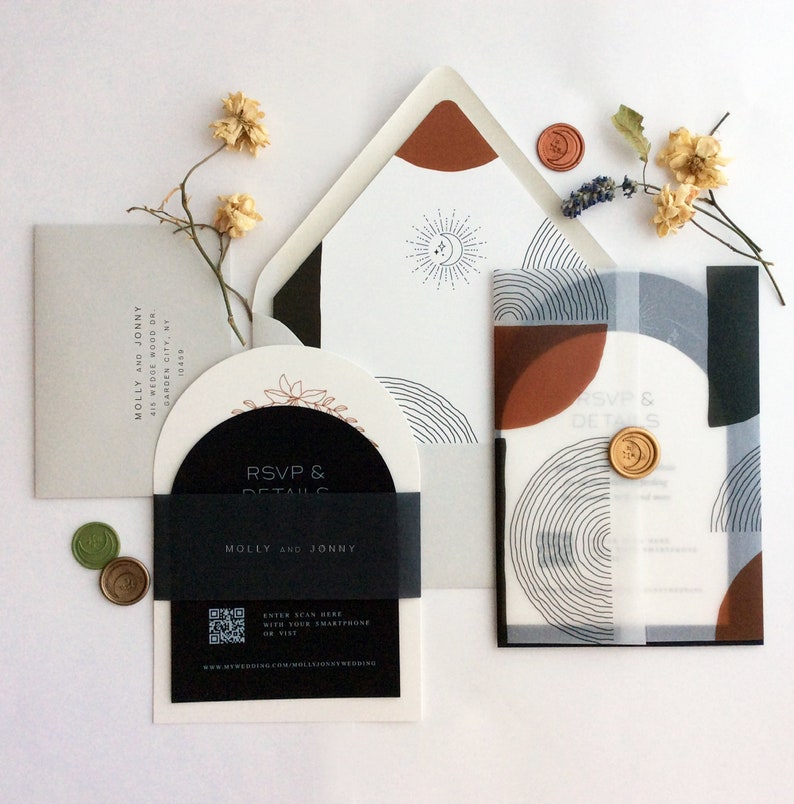 Minimalist Black and White Arch Shape Card Modern Moon and - Etsy