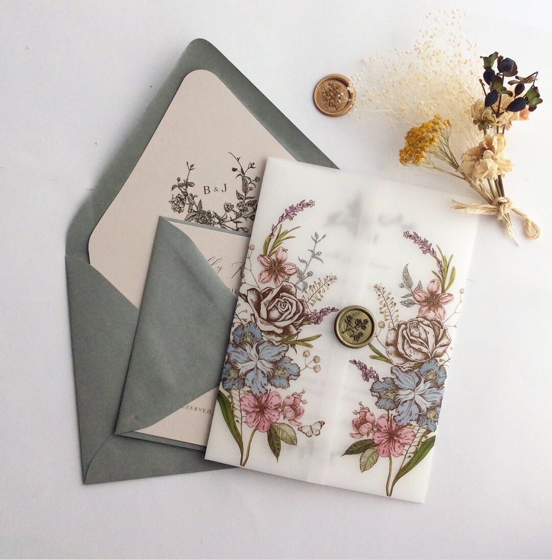 VWB1 Printed Vellum Wraps + Envelope Liners - Bennette Botanical Boho ...