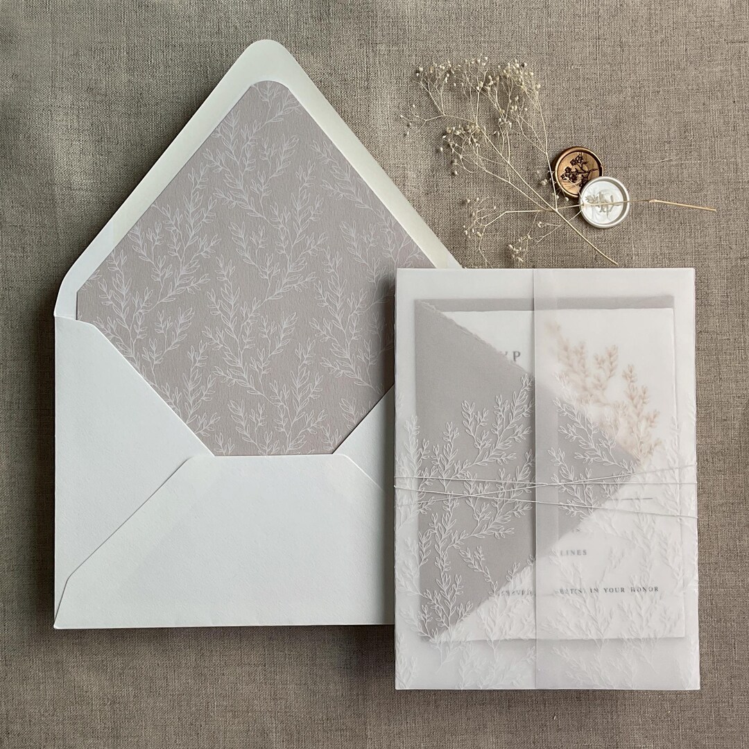 Alice Leafy Branch Envelope Liner: White Ink Printed A7 Euro Flap - Etsy