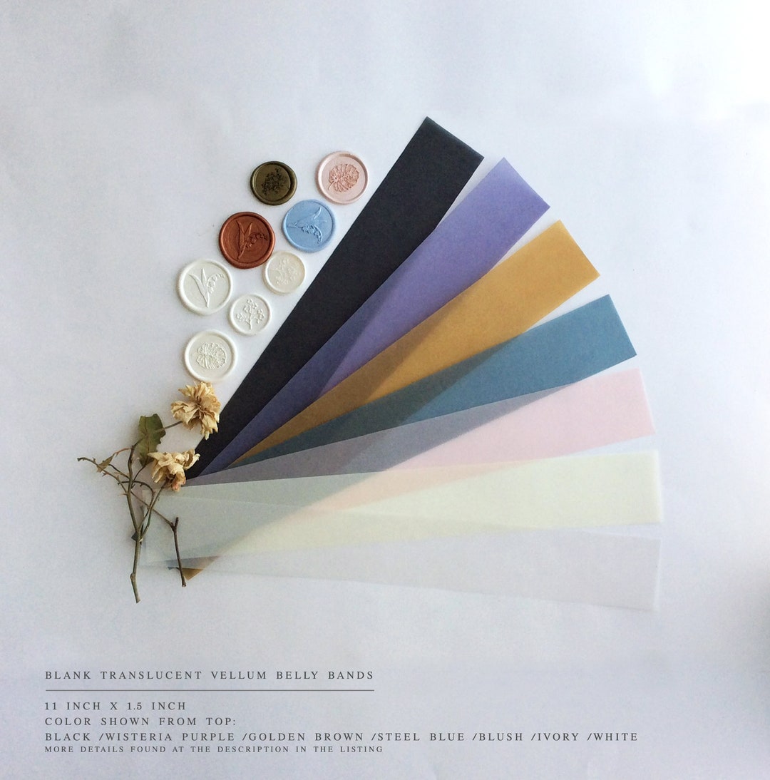 Wedding Invitation Kit Blank Translucent Colored Vellum Belly Band 1.5 ...